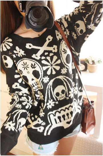 Unique Jumper Sweater Skeleton Snow Bone Women on Luulla