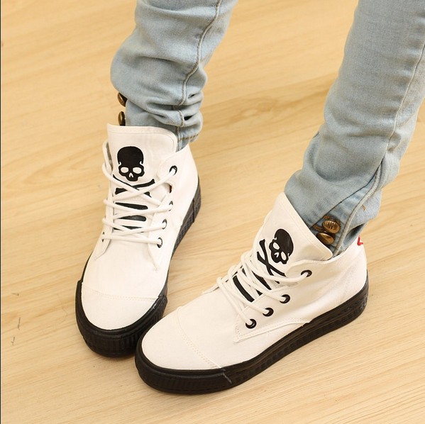 Edgy Skull Shoes Unique Canvas Shoes Black White Fashion on Luulla