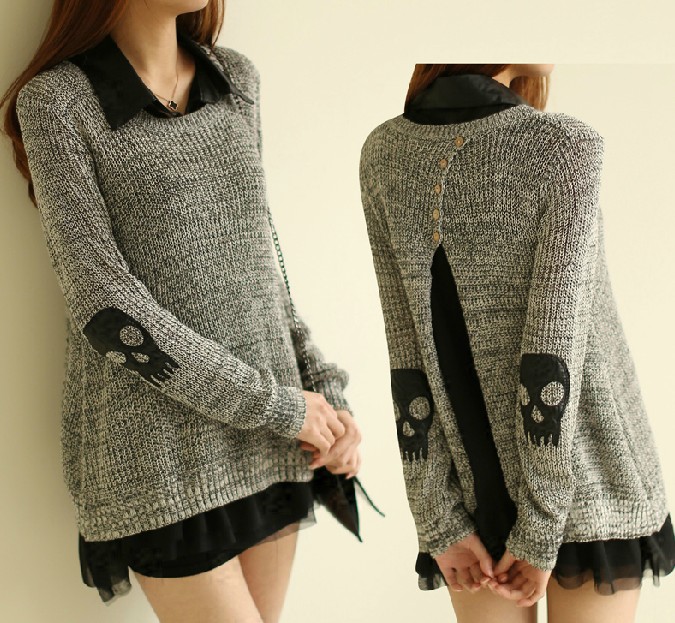 Quality Twin Sets Sweaters Skeleton Knitted Blouse Chiffon Shirt on Luulla