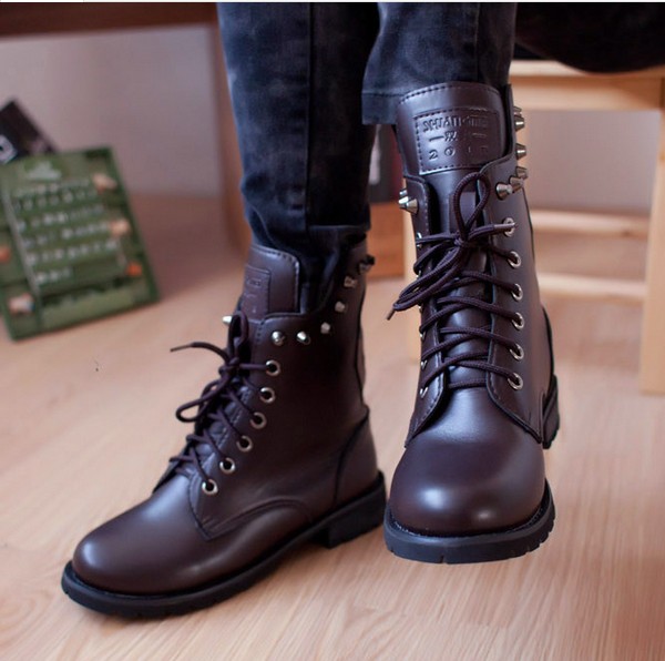 Cute Skeleton Head Boots Womens Rivet Martin Boots Black Brown Winter ...